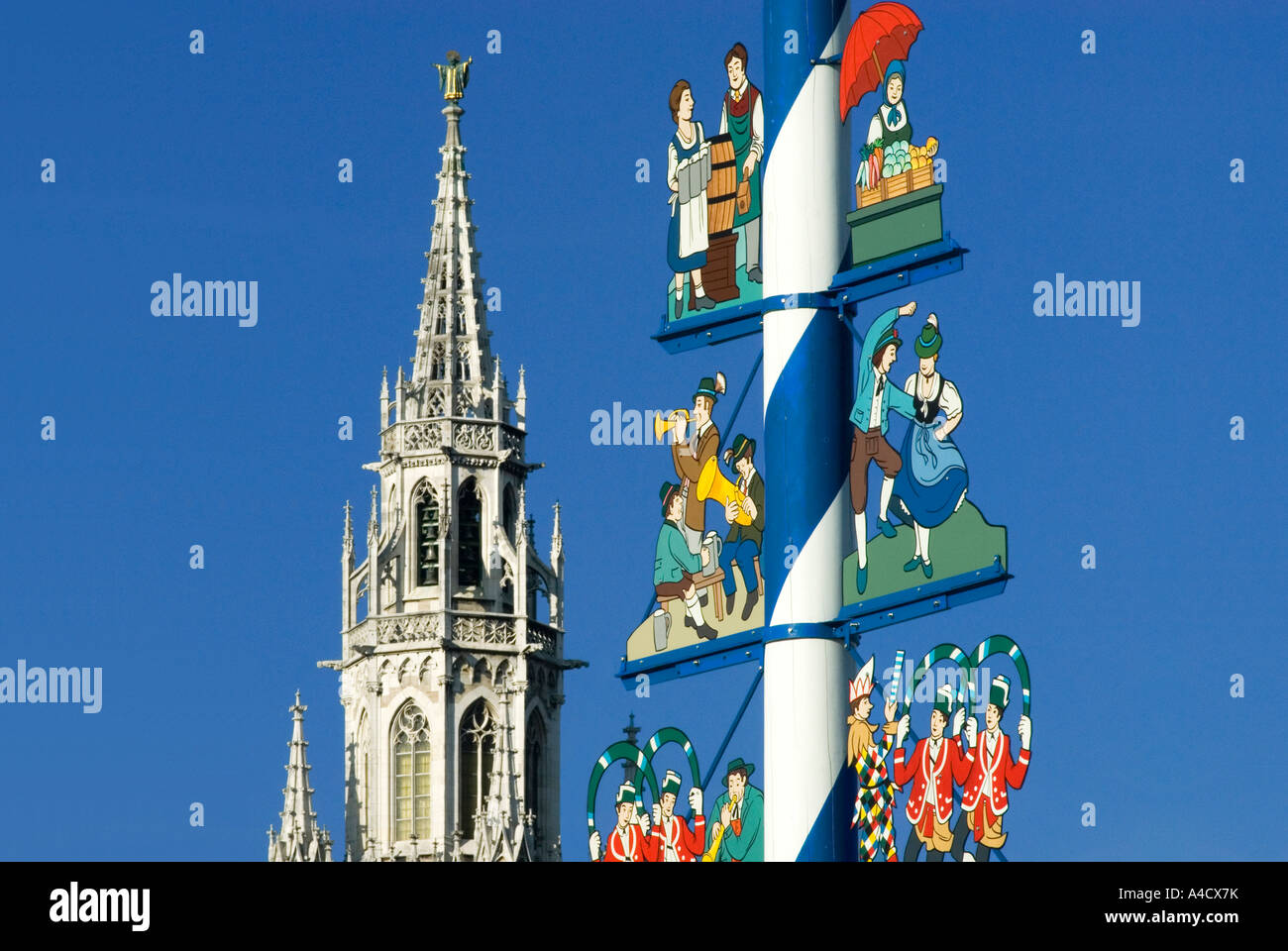 Market place with maypole and town hall hi-res stock photography and ...