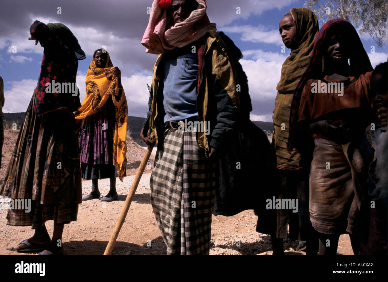 People wearing traditional clothes on the road to Harar, Ethiopia Stock ...