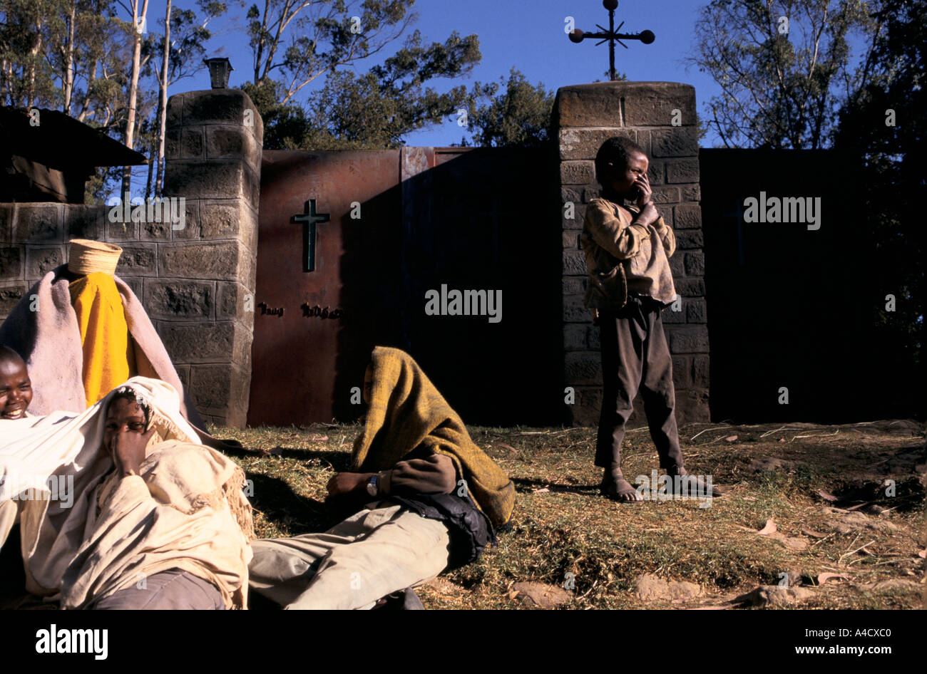 Pilgrims at the monastery on the extinct volcano of Mount Zikwala near ...