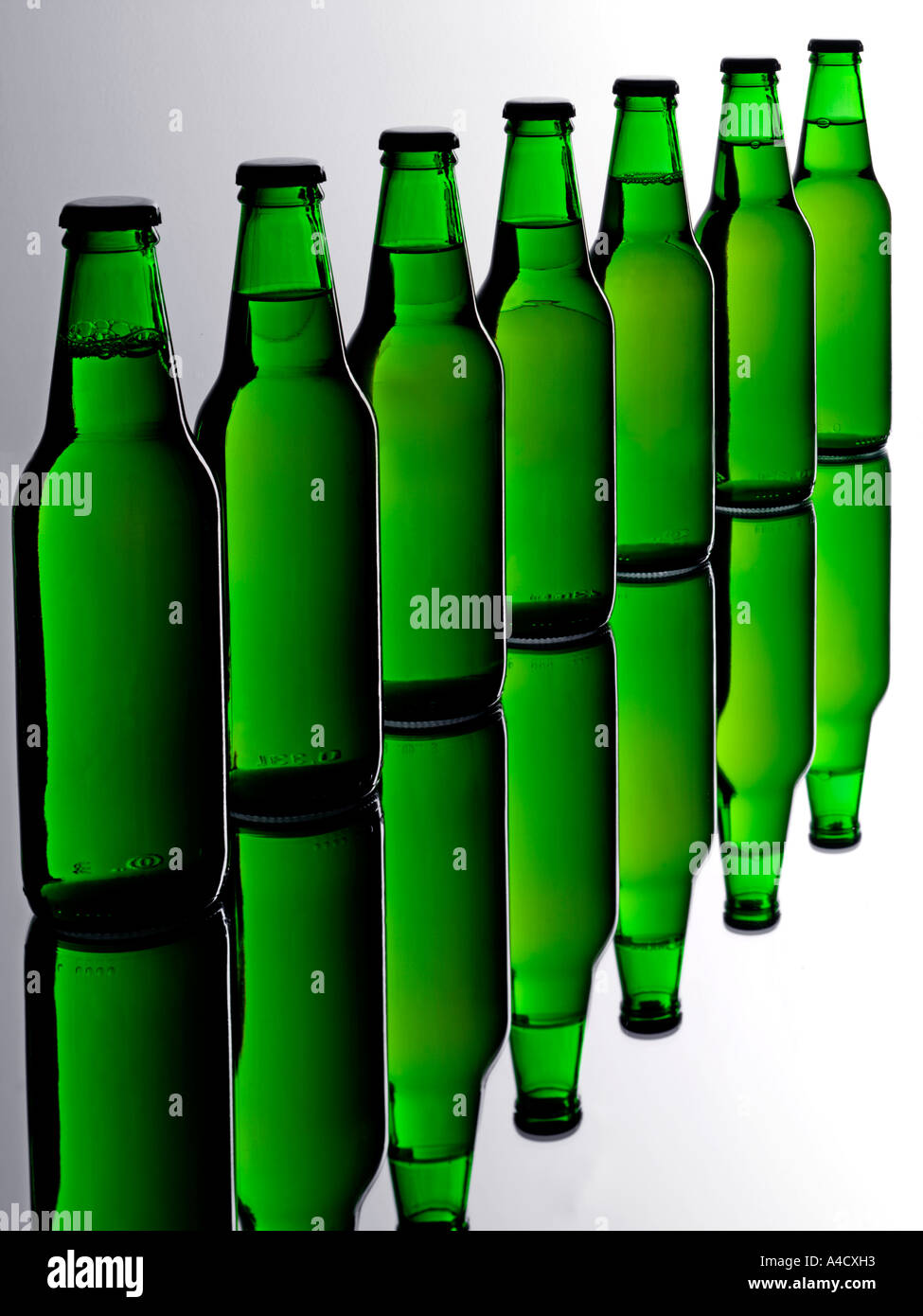 SEVEN GREEN BEER BOTTLES Stock Photo - Alamy