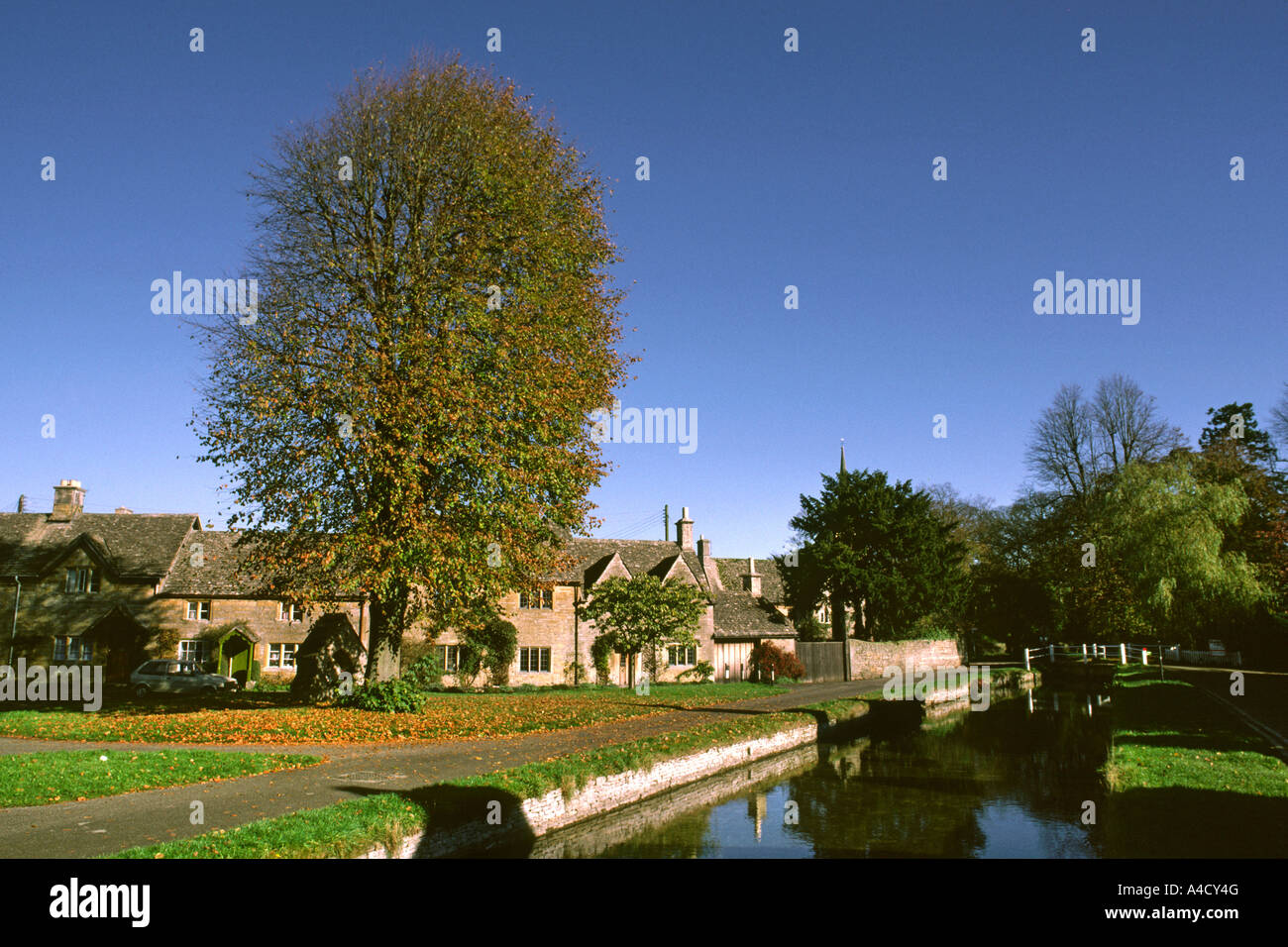 UK Gloucestershire Lower Slaughter River Eye passing through the ...