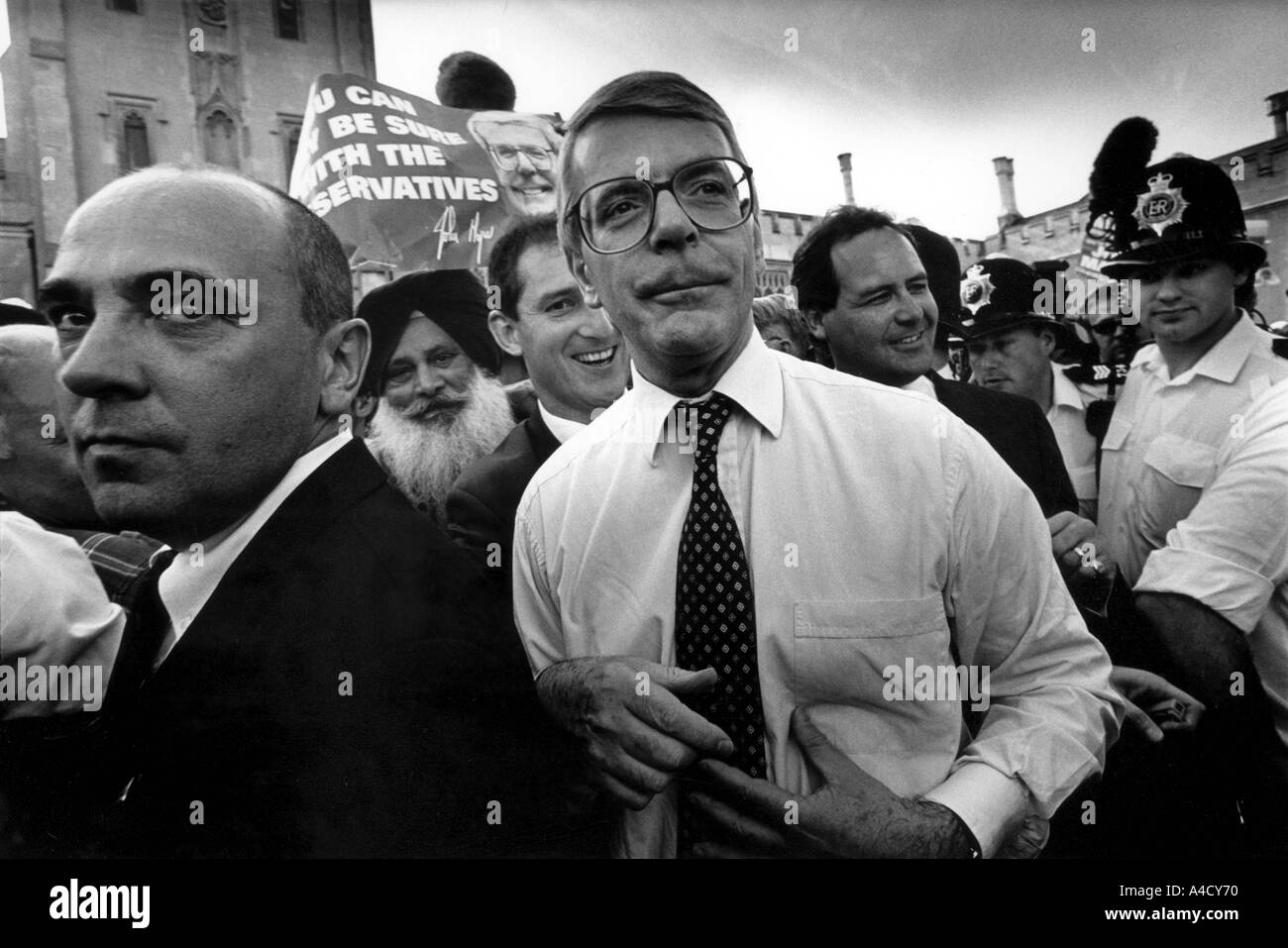 The Tory leader and prime minister John Major, during the 1997 election ...