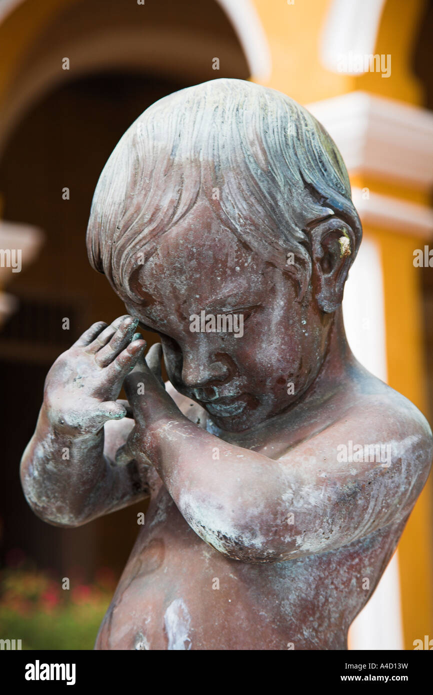 Shy boy statue in courtyard, Palacio Cantero, Museo Historico Municipal ...