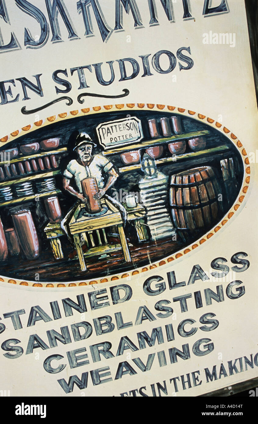 South Africa Signage for pottery curios in historic town of Pilgrims ...