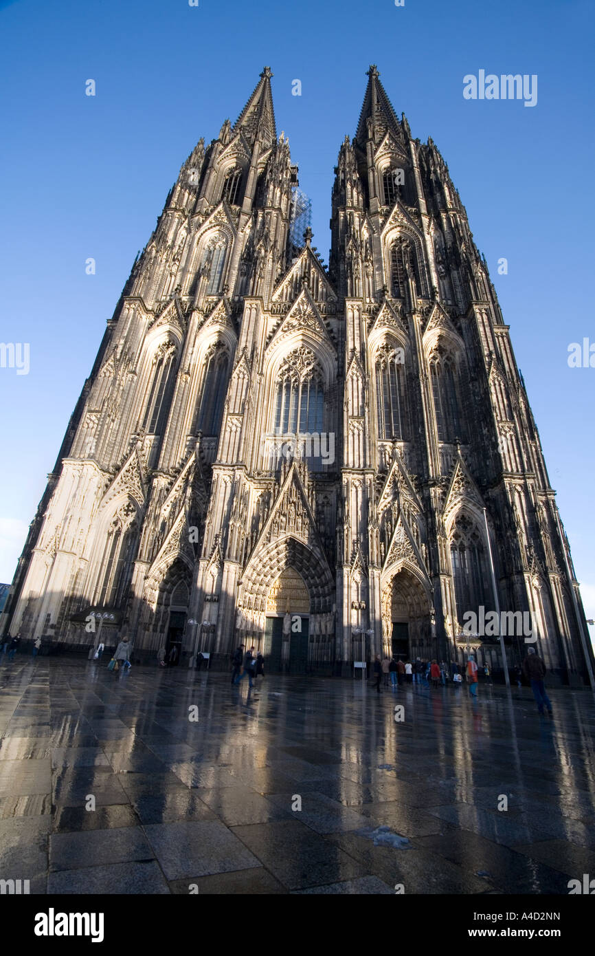 Cologne Cathedral at after the rain West View Main Entrance Stock Photo ...
