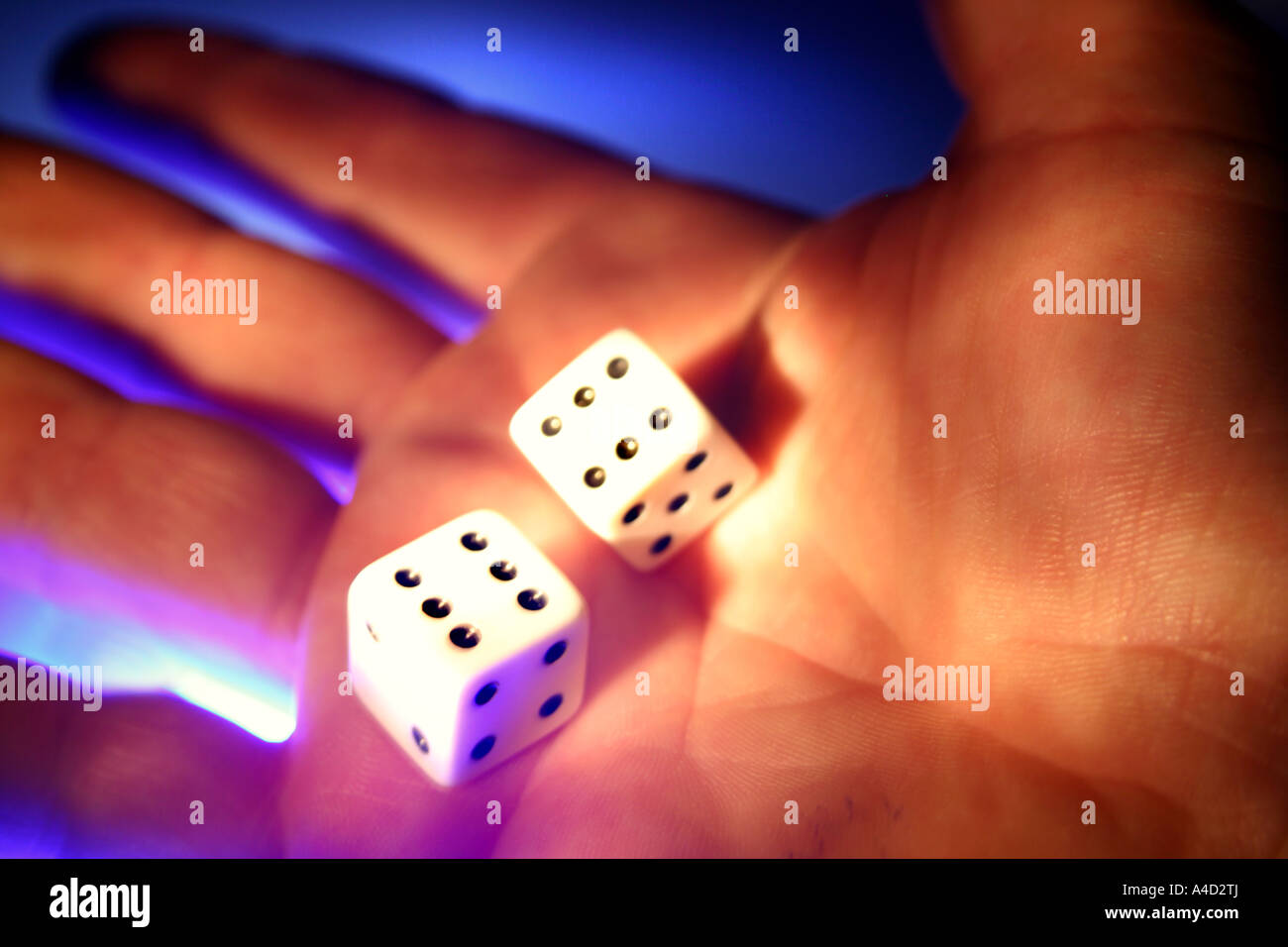Dice in hand Stock Photo - Alamy