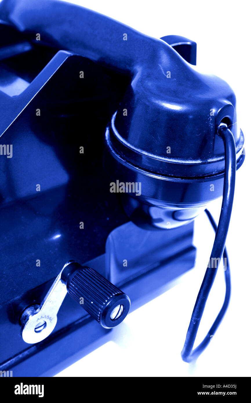 Old wind-up telephone Stock Photo - Alamy
