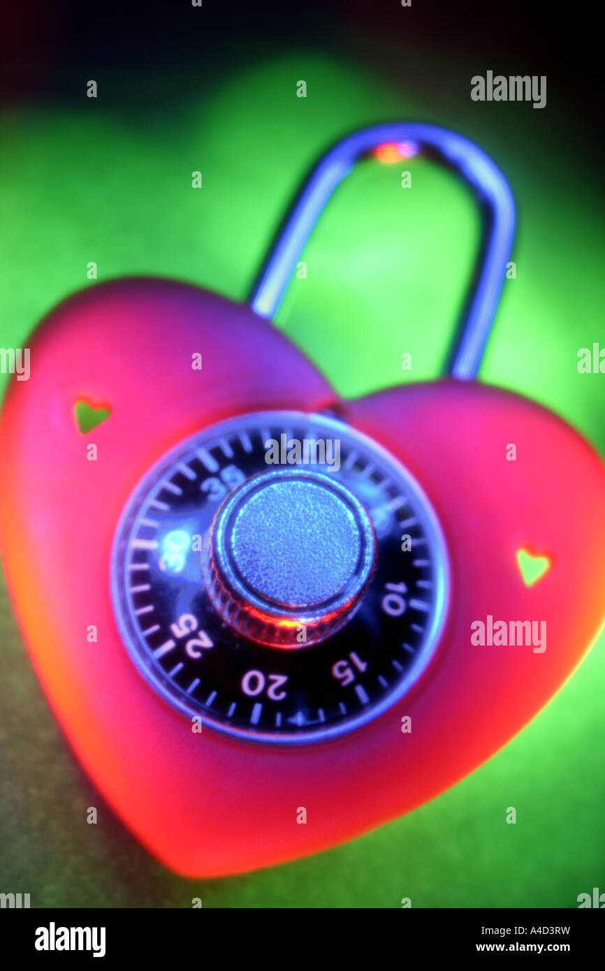 Heart shaped combination lock Stock Photo - Alamy