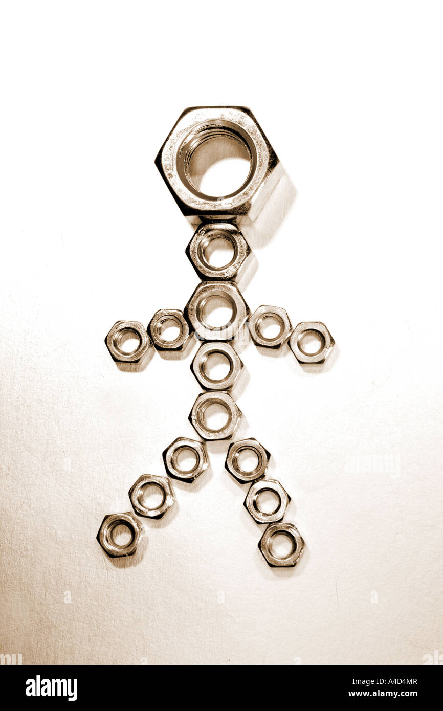 Person made from metal nuts Stock Photo - Alamy