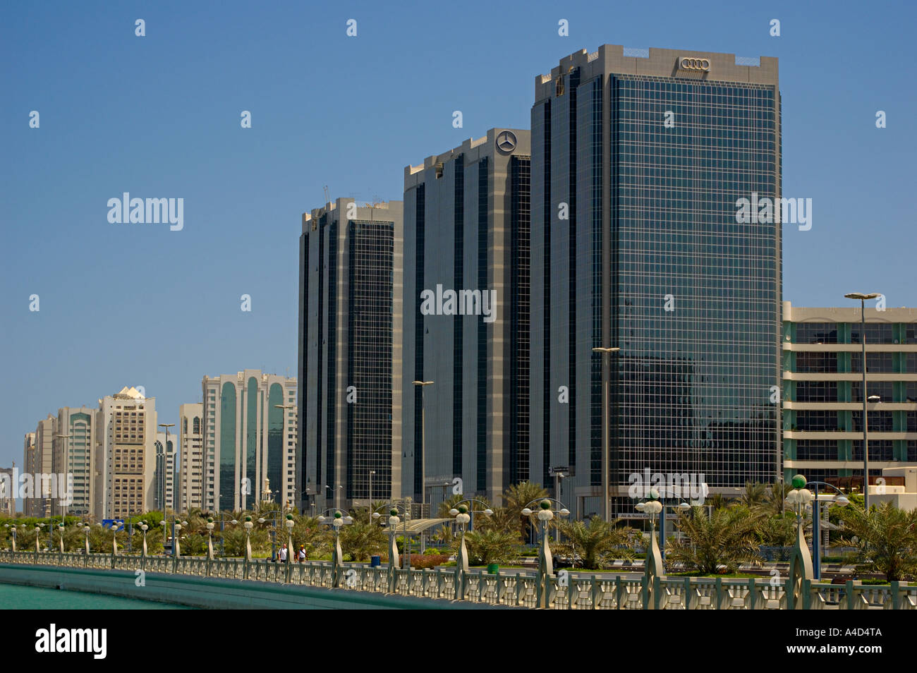 Modern high rise buildings on the Corniche Abu Dhabi UAE Stock Photo ...