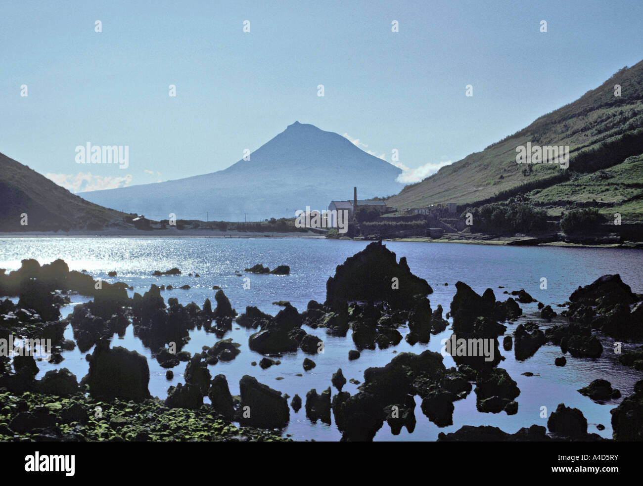 AZORES Rocks and Seaweed - view of old whaling station Stock Photo - Alamy