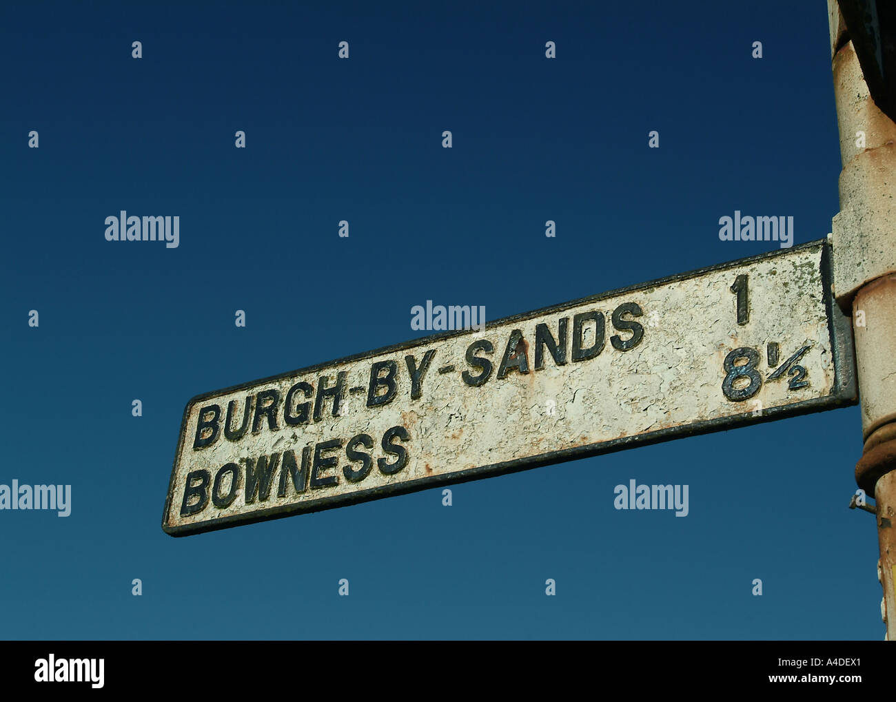 Old Cumberland County Council signpost Burgh by Sands, Cumbria England ...