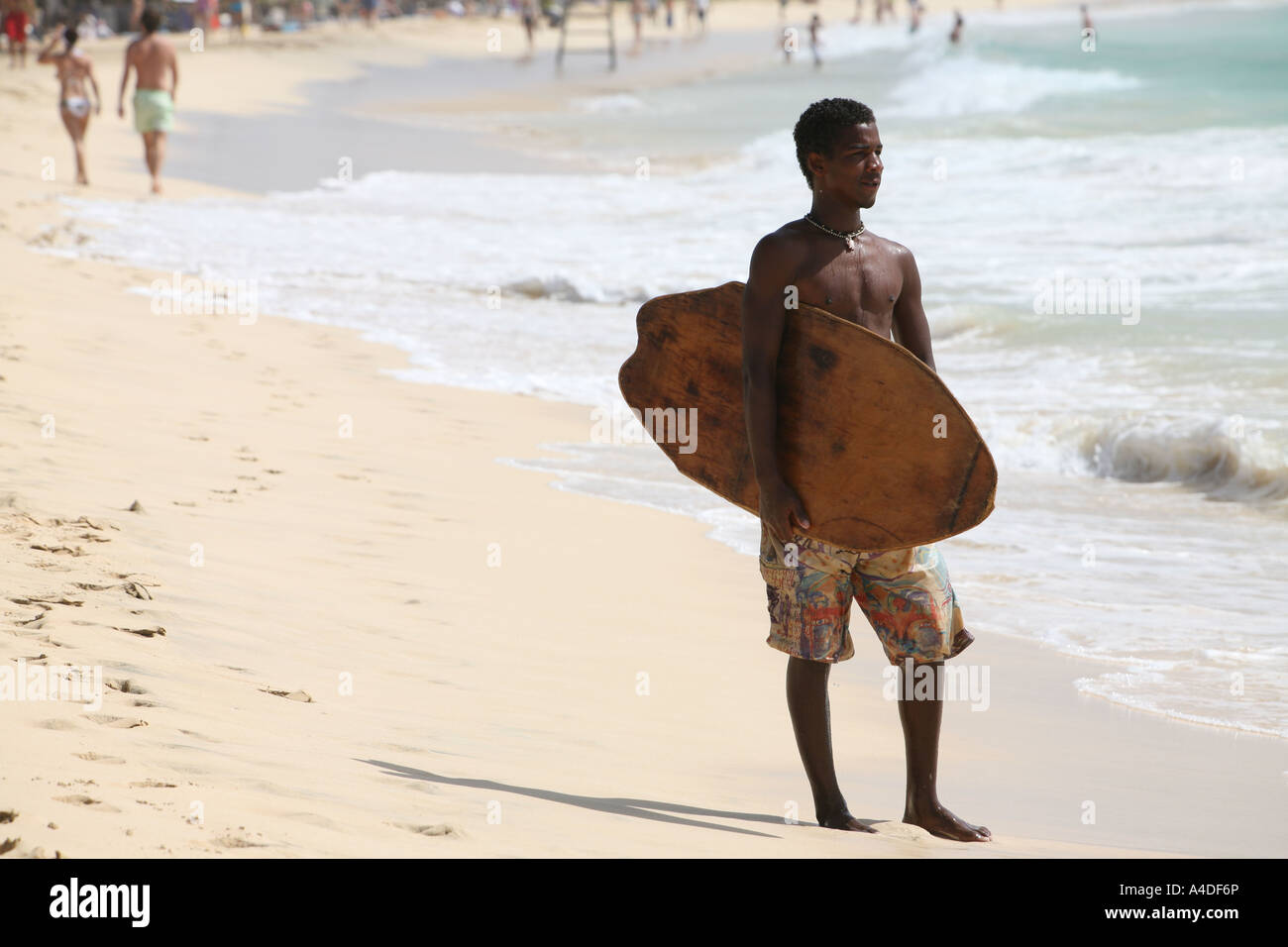 Surf boarding at Santa Maria beach Sal Cape Verde Stock Photo - Alamy