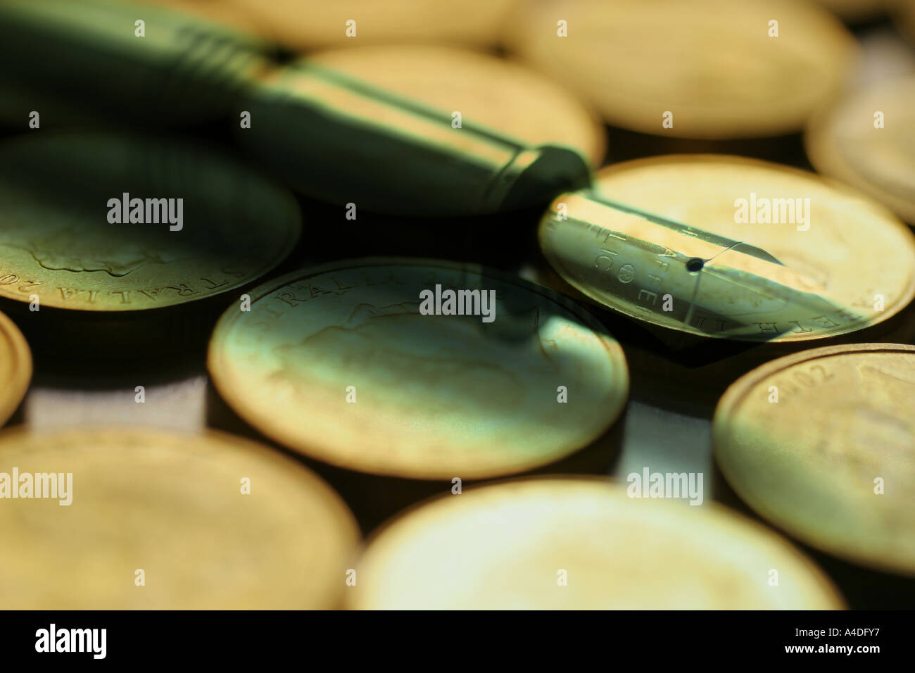 Fountain Pen and Coins Stock Photo - Alamy