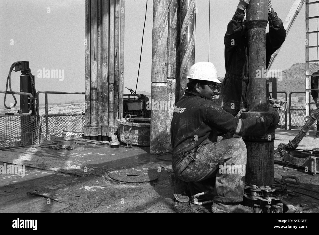 Drilling rig, Dumbar oil fields in the Kirthar National Park, Pakistan ...