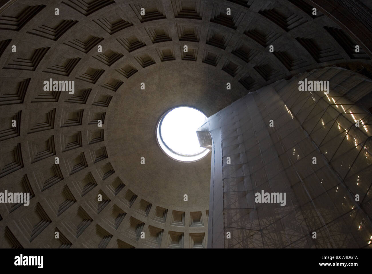 interor roof of Pantheon rome during restoration Stock Photo - Alamy