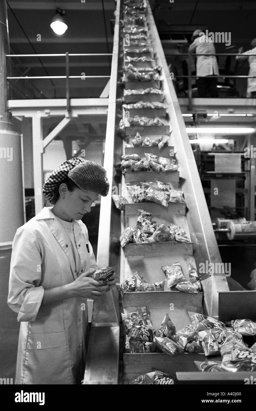 Production line at a potato crisp factory, England Stock Photo - Alamy