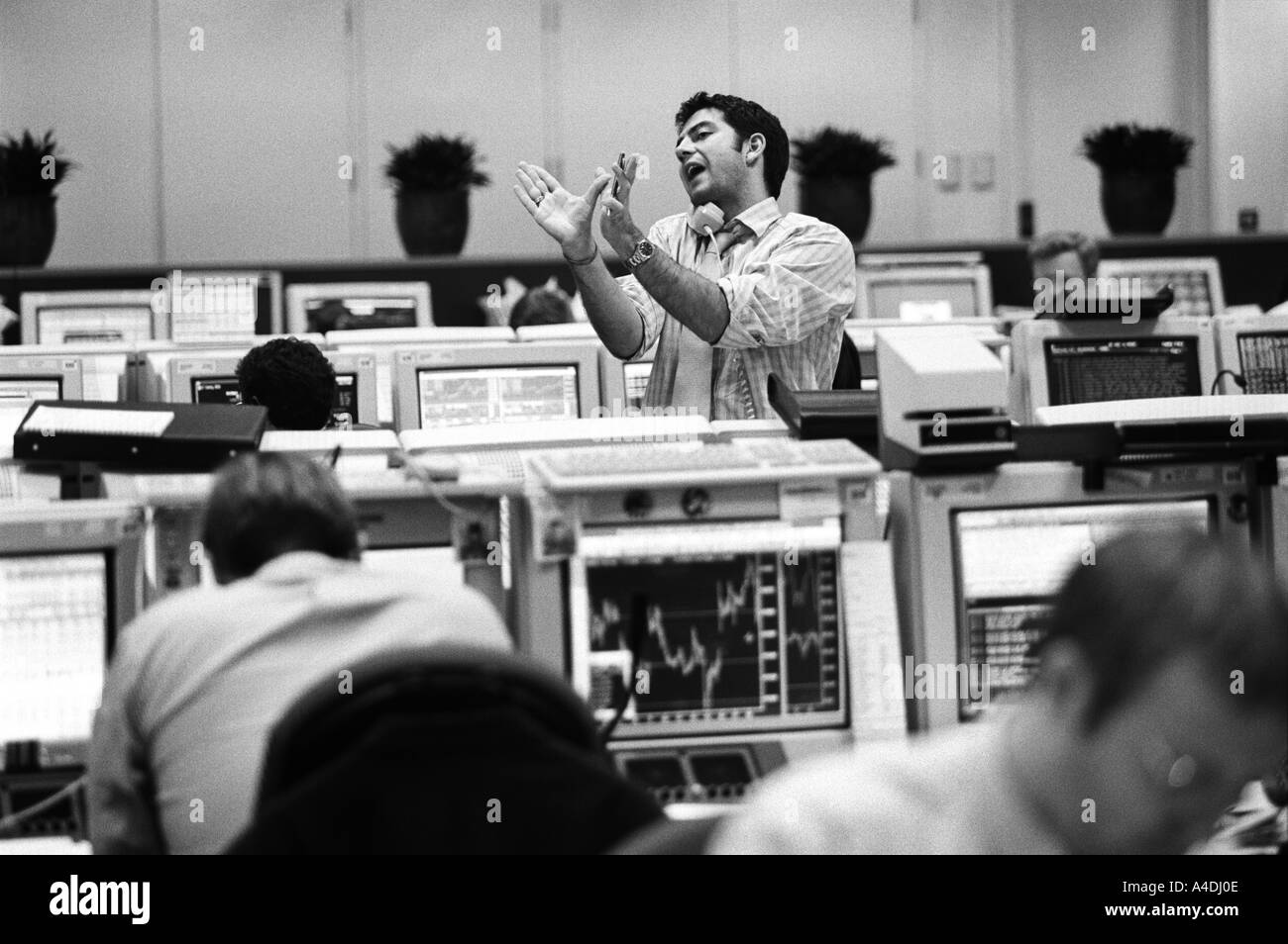 Computer trading business man Black and White Stock Photos & Images - Alamy