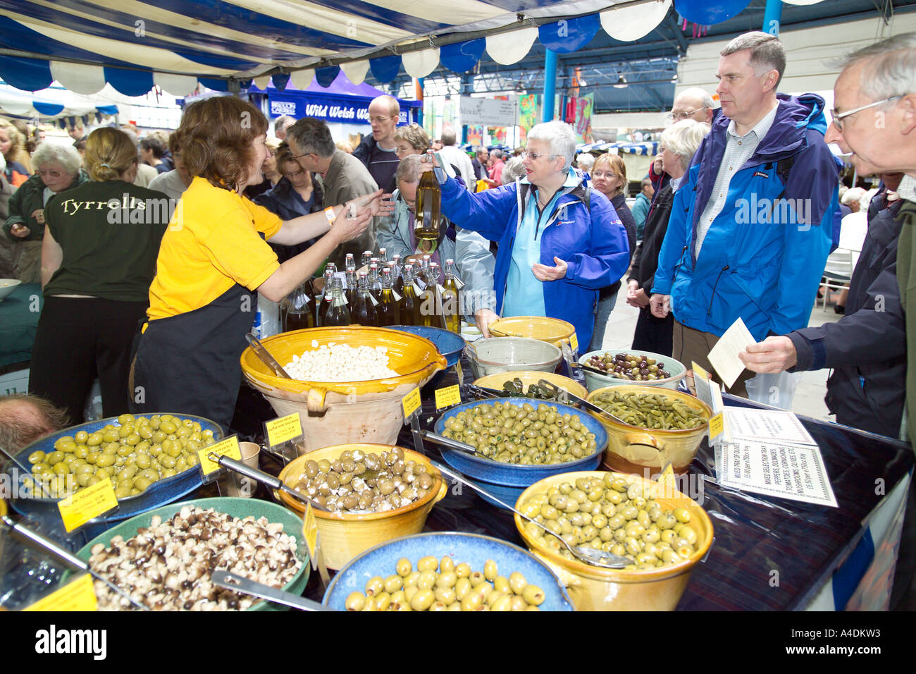 People at Food Stall Food Festival Abergavenny Monmouthshire South East ...