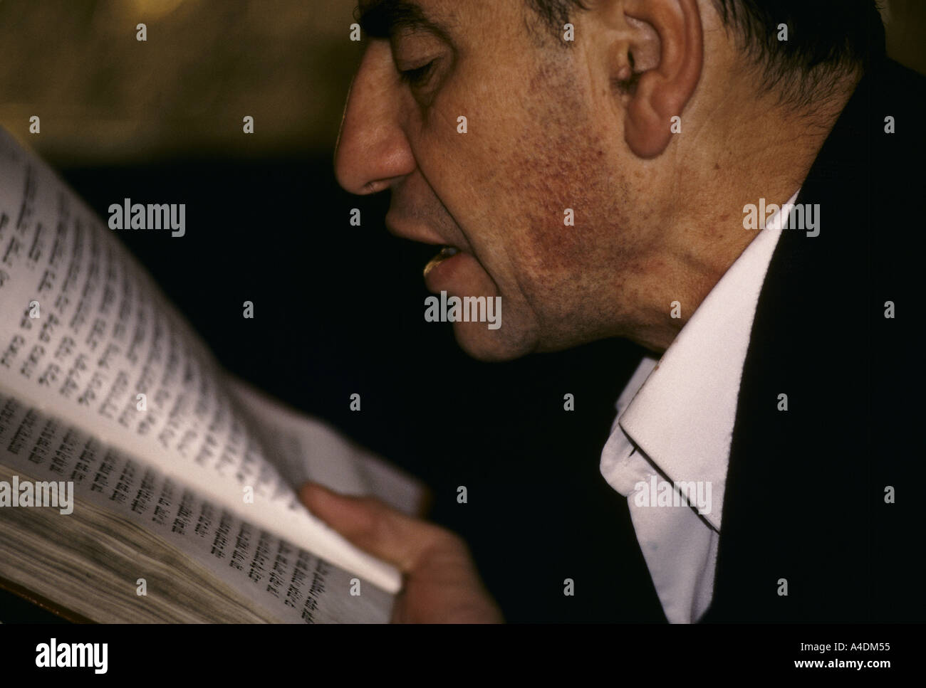An old rabbi reading scriptures in the jewish ghetto, Damascus, Syria ...