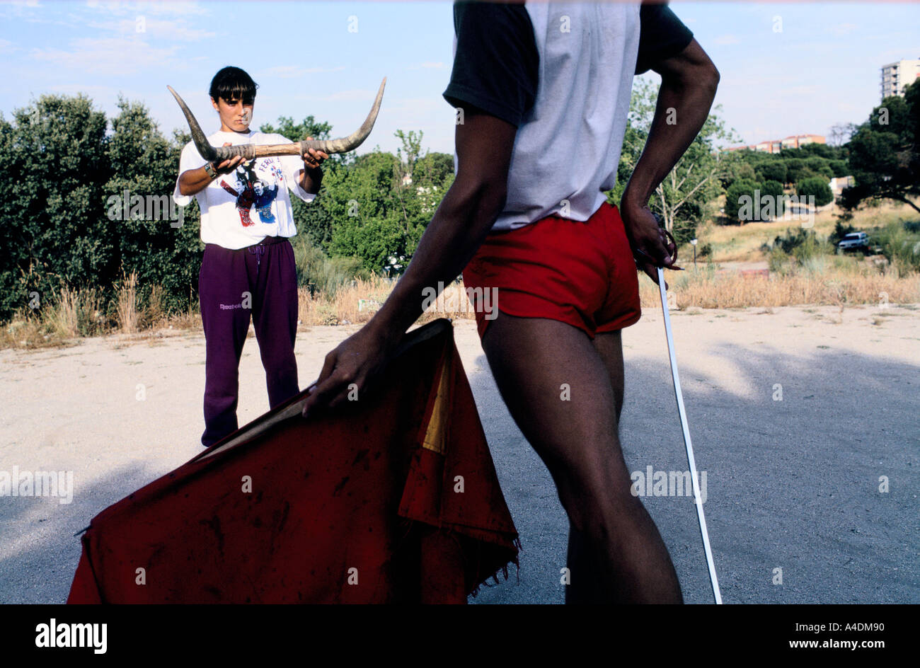 Training to be a matador at the bullfighting school, Case de Campo in ...