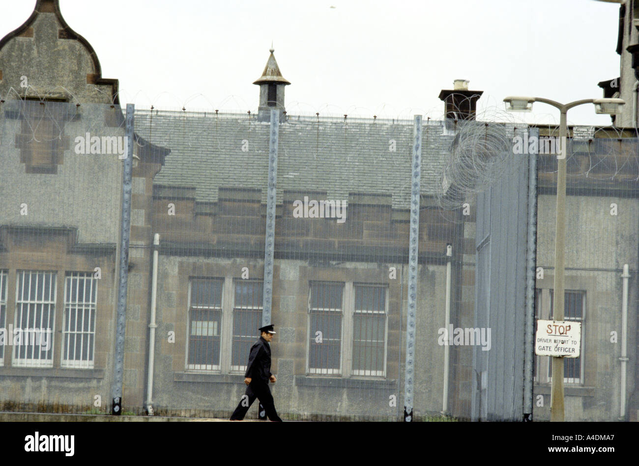 A warder and fencing, Saughton Prison, Scotland Stock Photo - Alamy