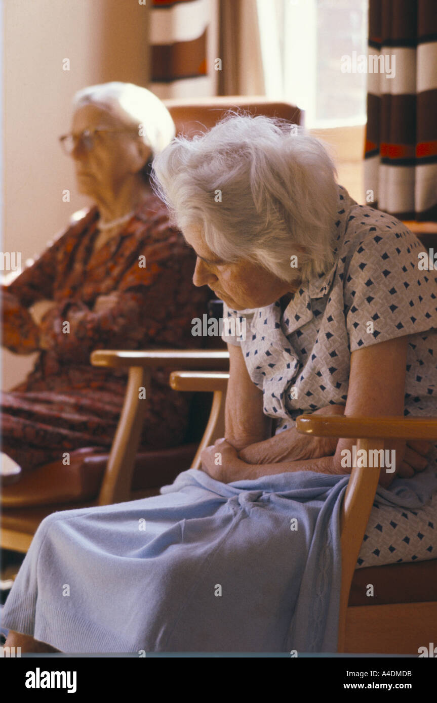 Old ladies sitting in chairs in a geriatric ward. United Kingdom Stock ...