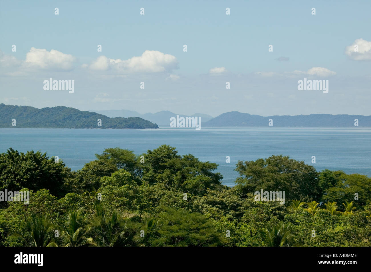 View across Gulf of Nicoya from Playa Naranjo, Puntarenas, Costa Rica ...