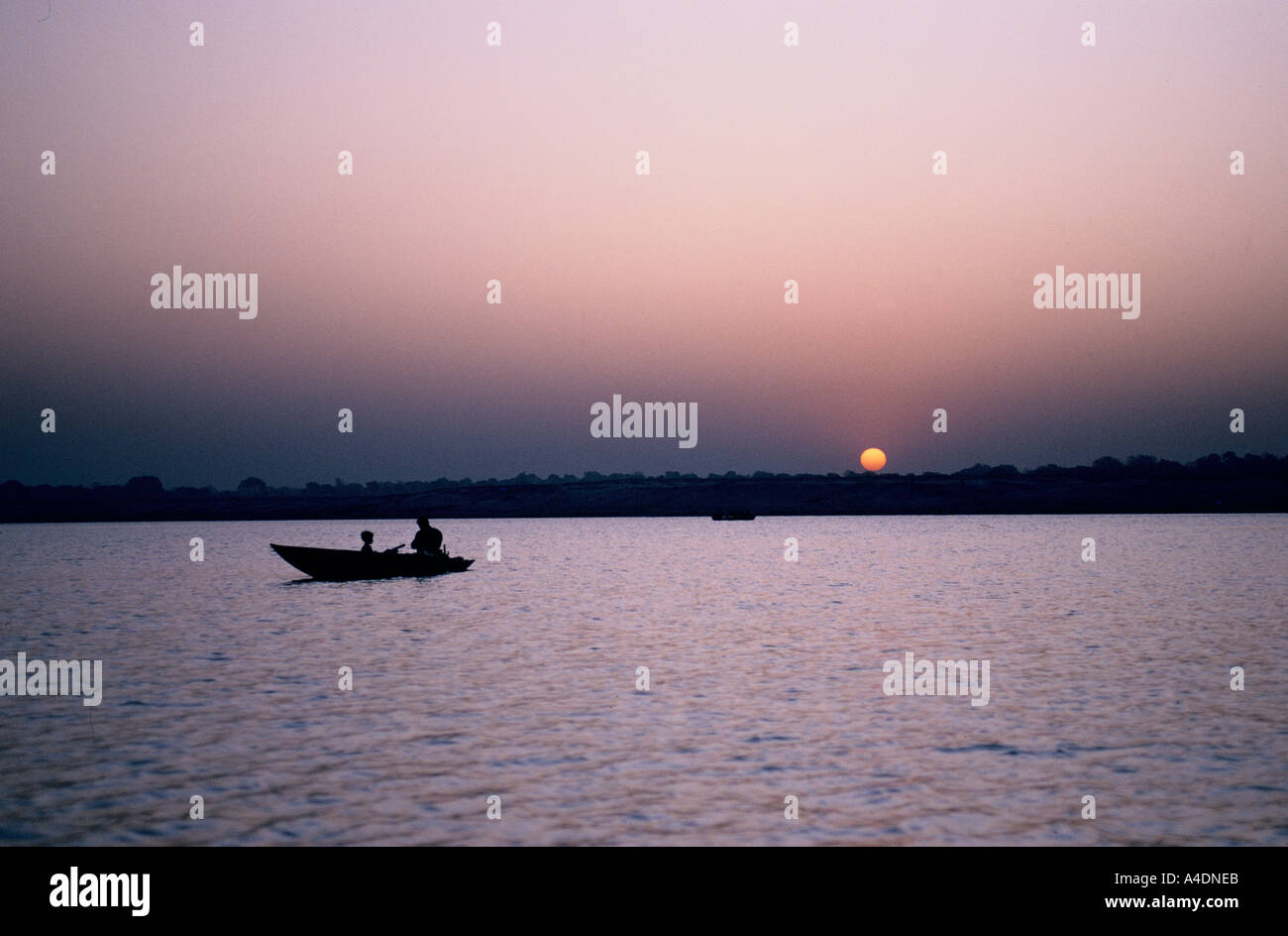 Sunset on the River Ganges, Varanasi, India Stock Photo - Alamy