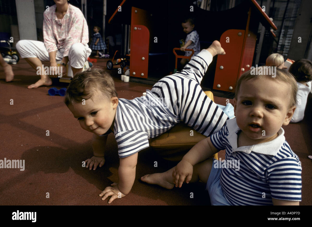 Toddlers in the playground. The Creche des Halles, Paris. France Stock ...