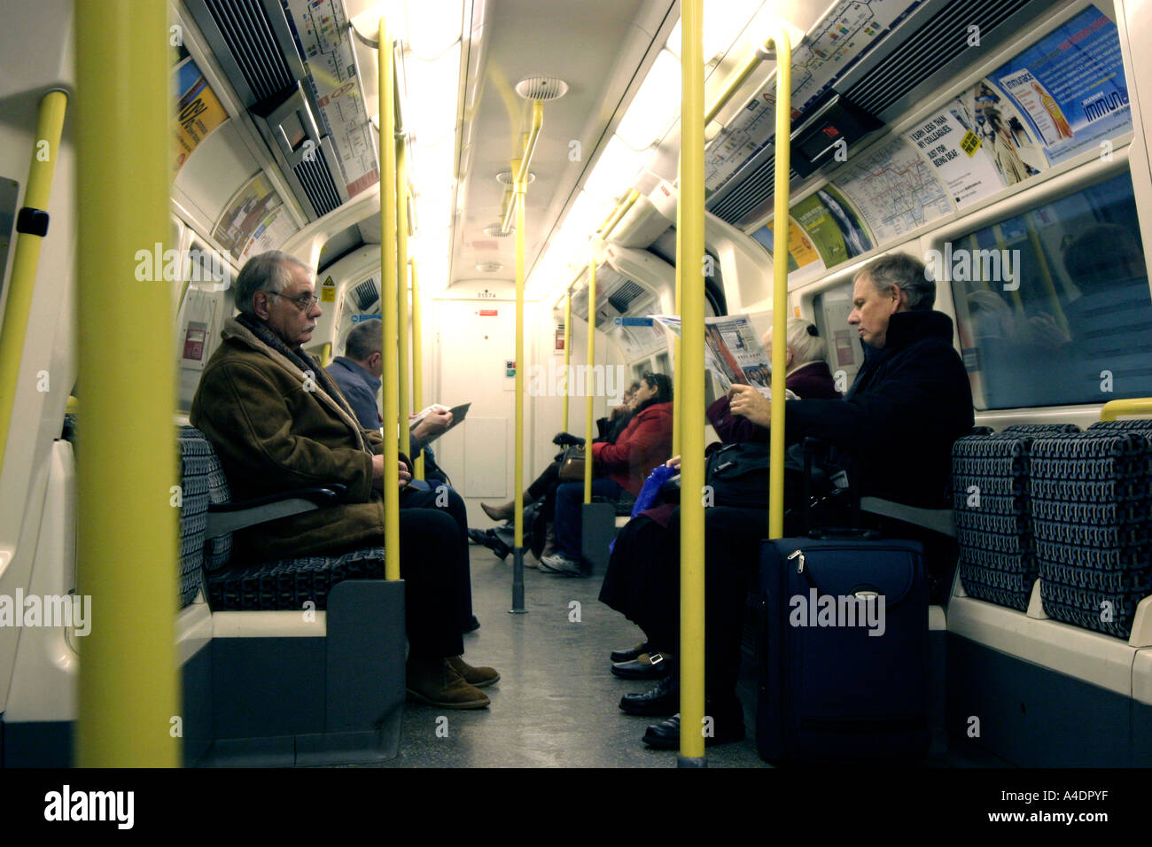 Passengers on the Victoria line tube train in London Stock Photo - Alamy