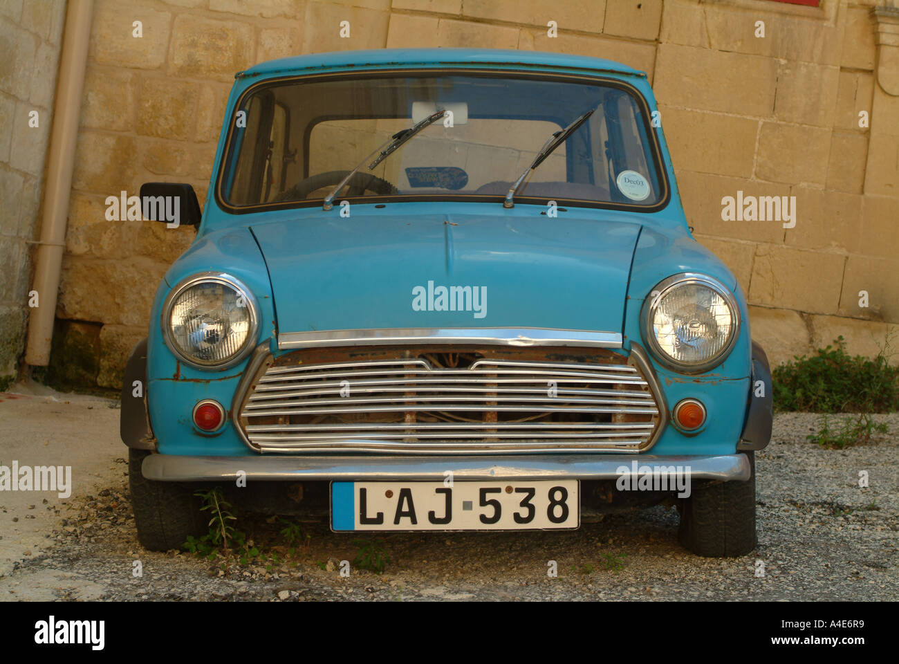 Old Mini car in Malta Stock Photo - Alamy