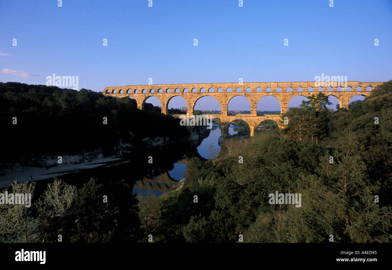 the roman bridge pont du gard near nimes in laguedoc roussillon france ...