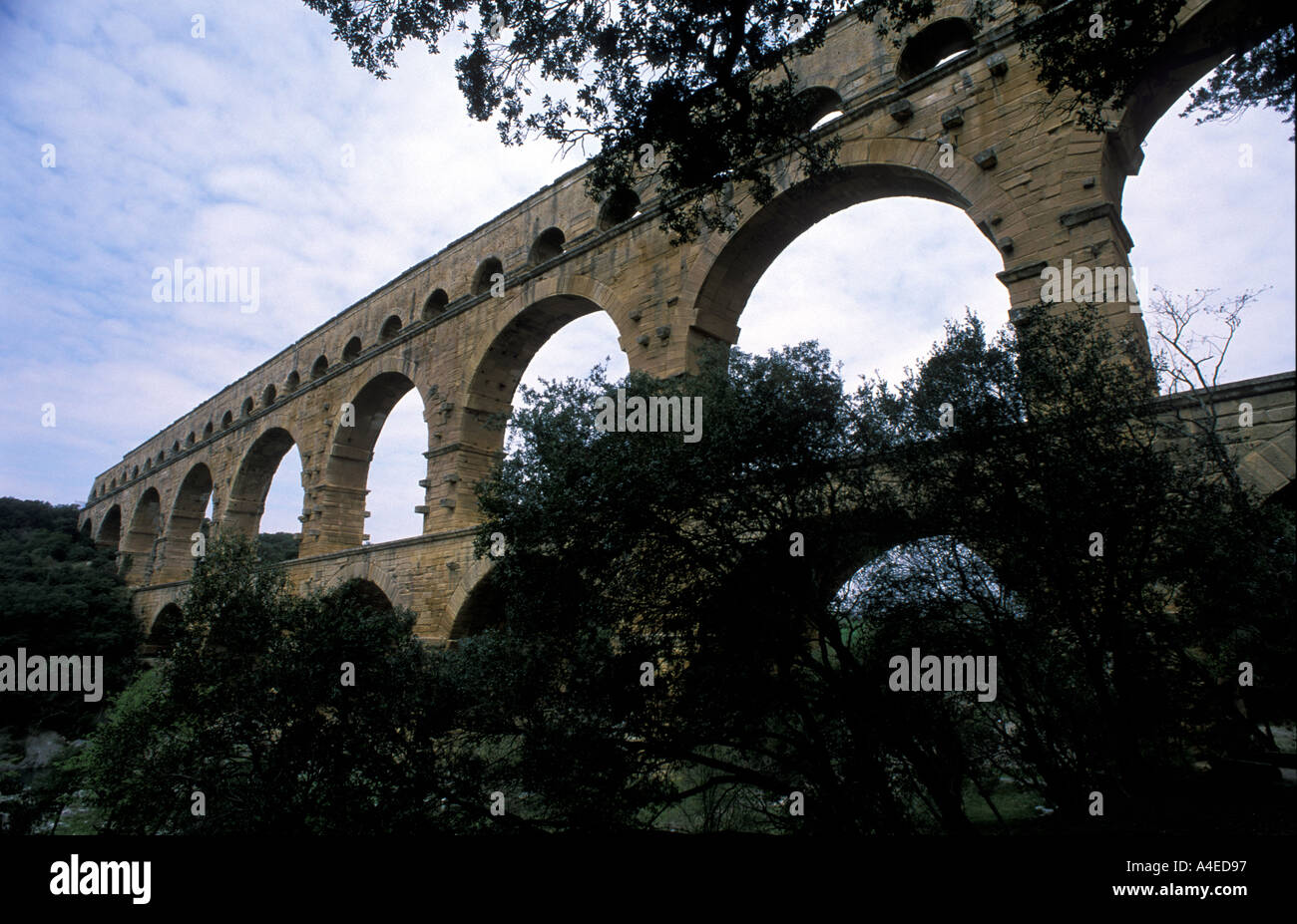 the roman bridge pont du gard near nimes in laguedoc roussillon france ...
