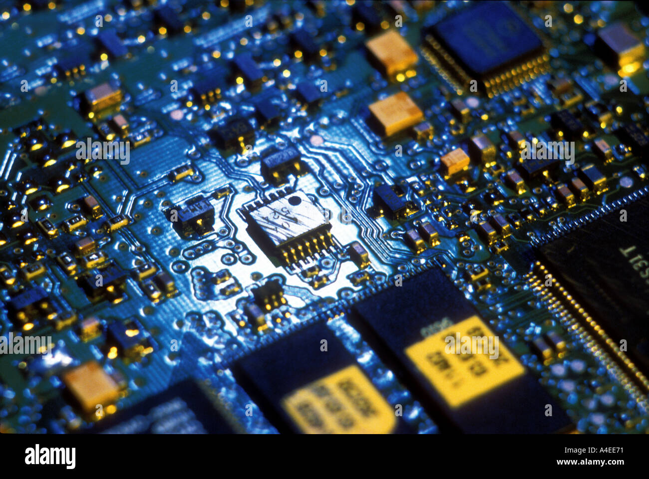 Electronic circuit board Blue Stock Photo - Alamy