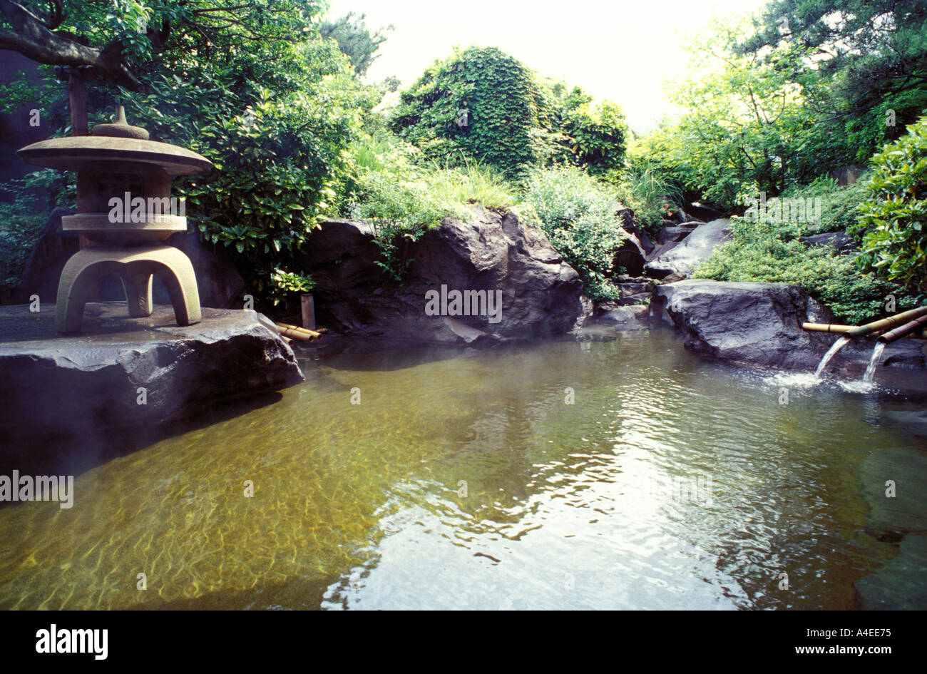 Japan Yufuin Outdoor onsen pool Stock Photo - Alamy