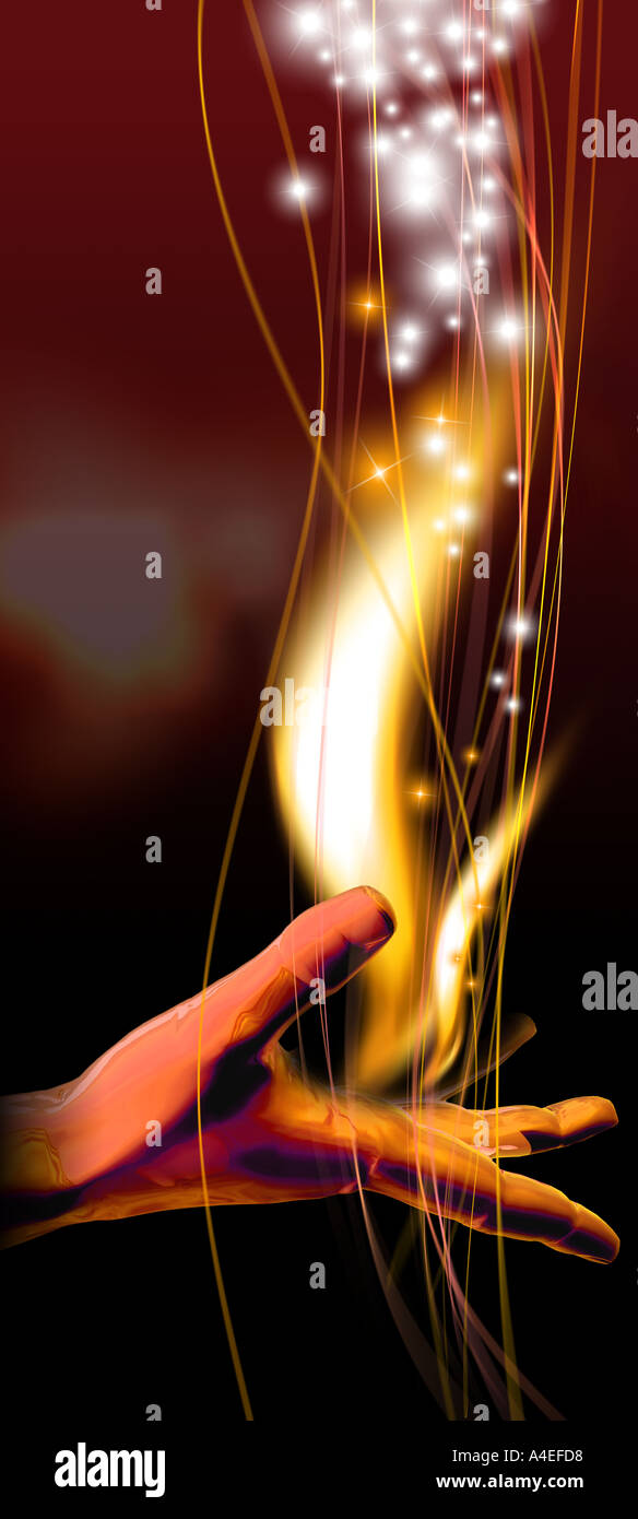 Hand holding fire Stock Photo - Alamy