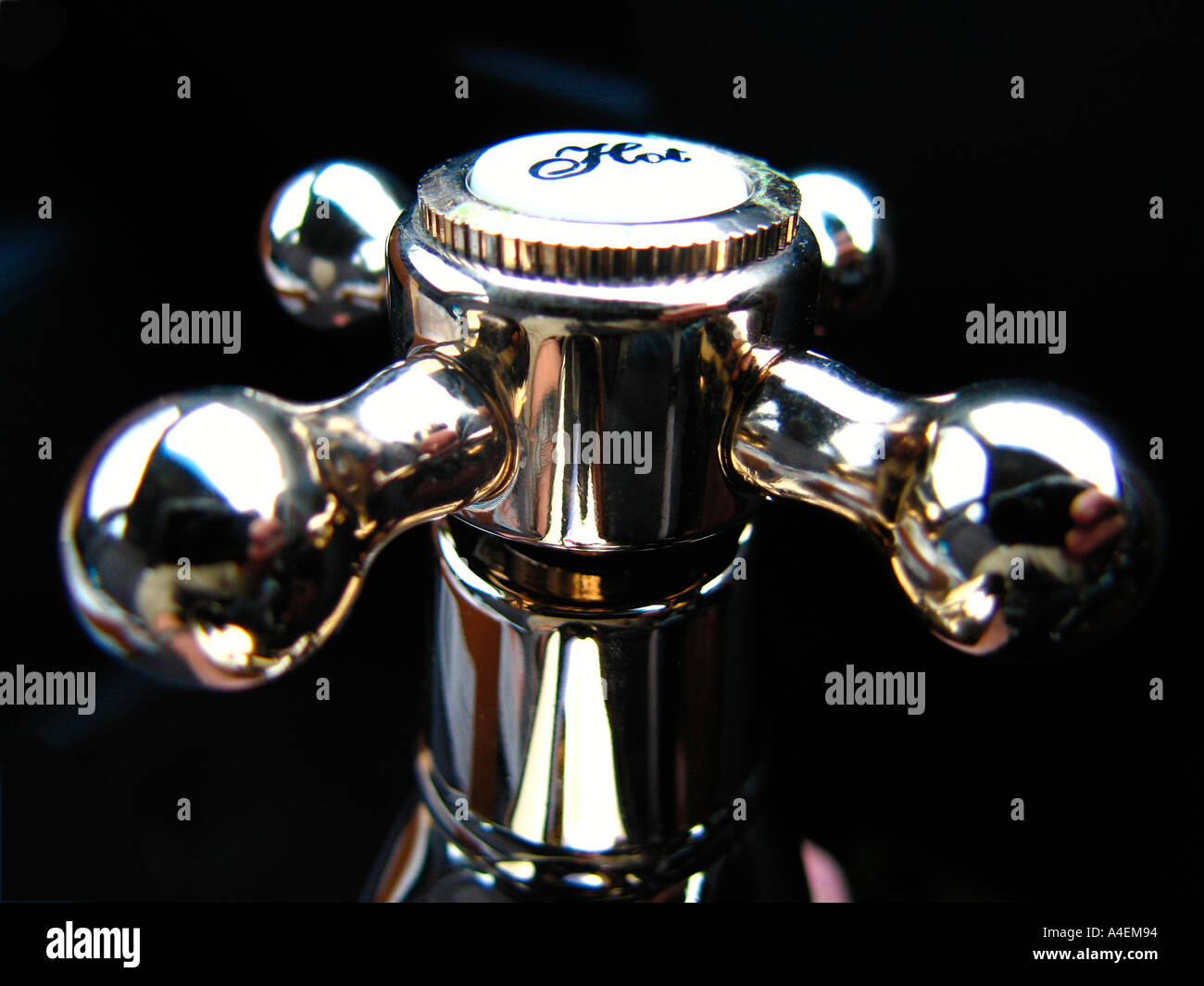 Detail of water tap top in antique brass style finish Stock Photo - Alamy