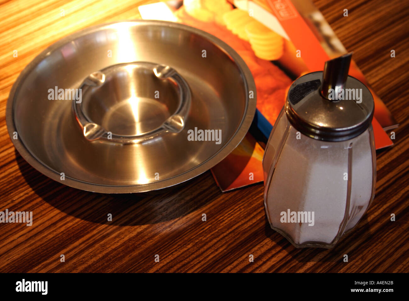 Ashtray on a table in a restaurant Stock Photo - Alamy