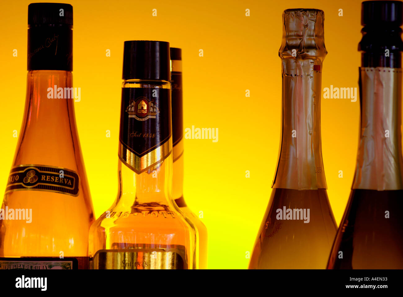 Bottles of alcohol Stock Photo - Alamy