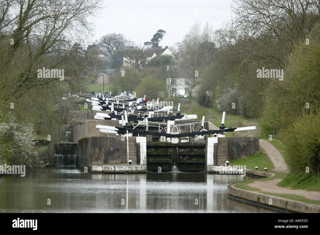 The Grand Union Canal at Hatton Warwickshire where the flight of famous ...