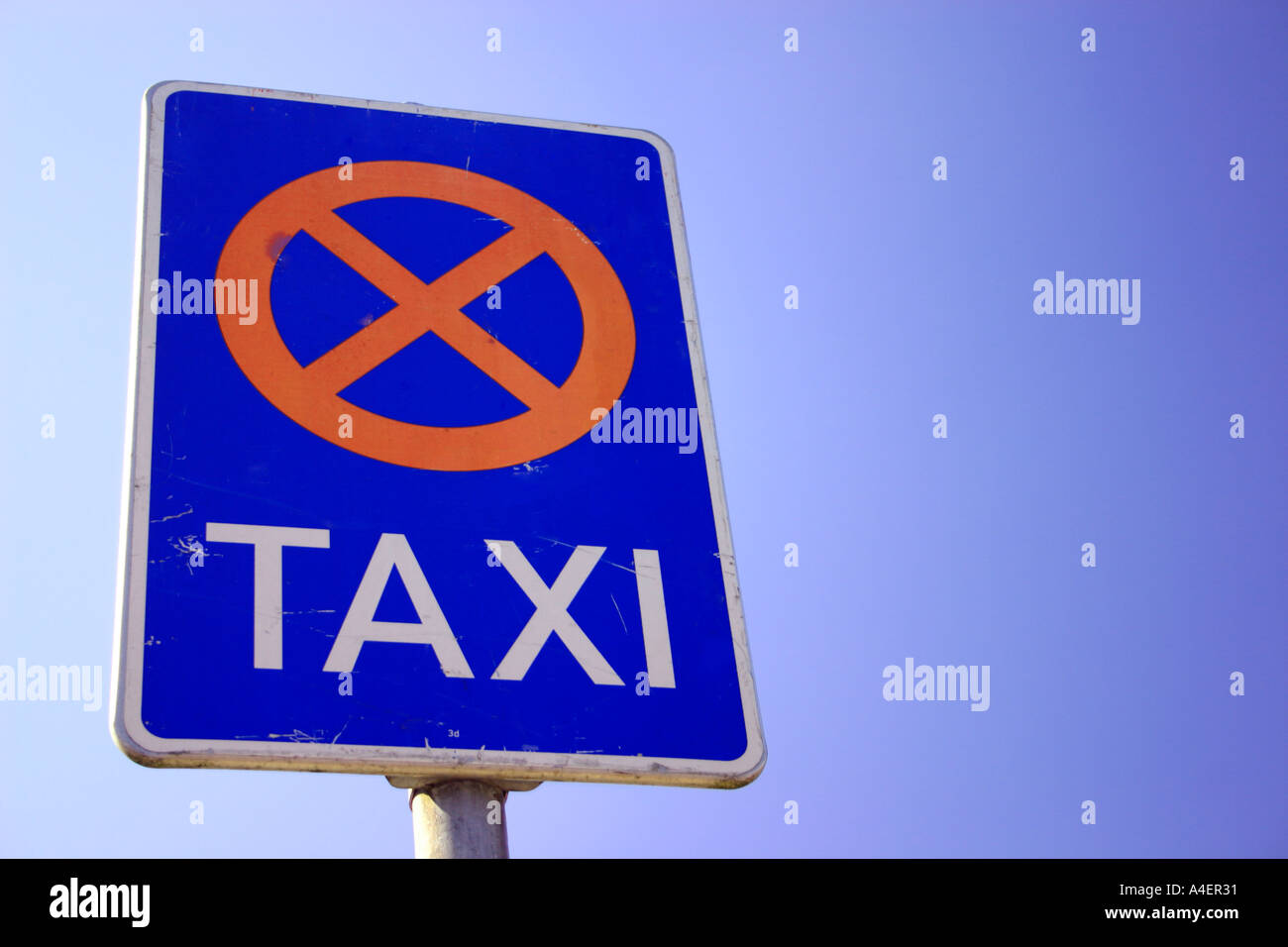 Traffic signparking allowed only for taxies Stock Photo - Alamy
