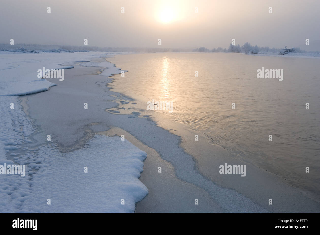 alaska matanuska river matanuska valley january sunrise Stock Photo - Alamy