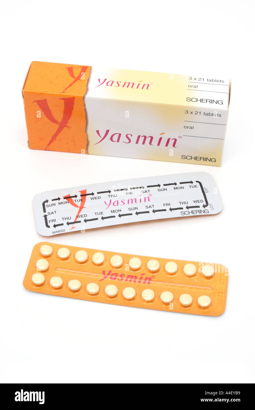 Birth control pills shot in the studio on a white studio background ...