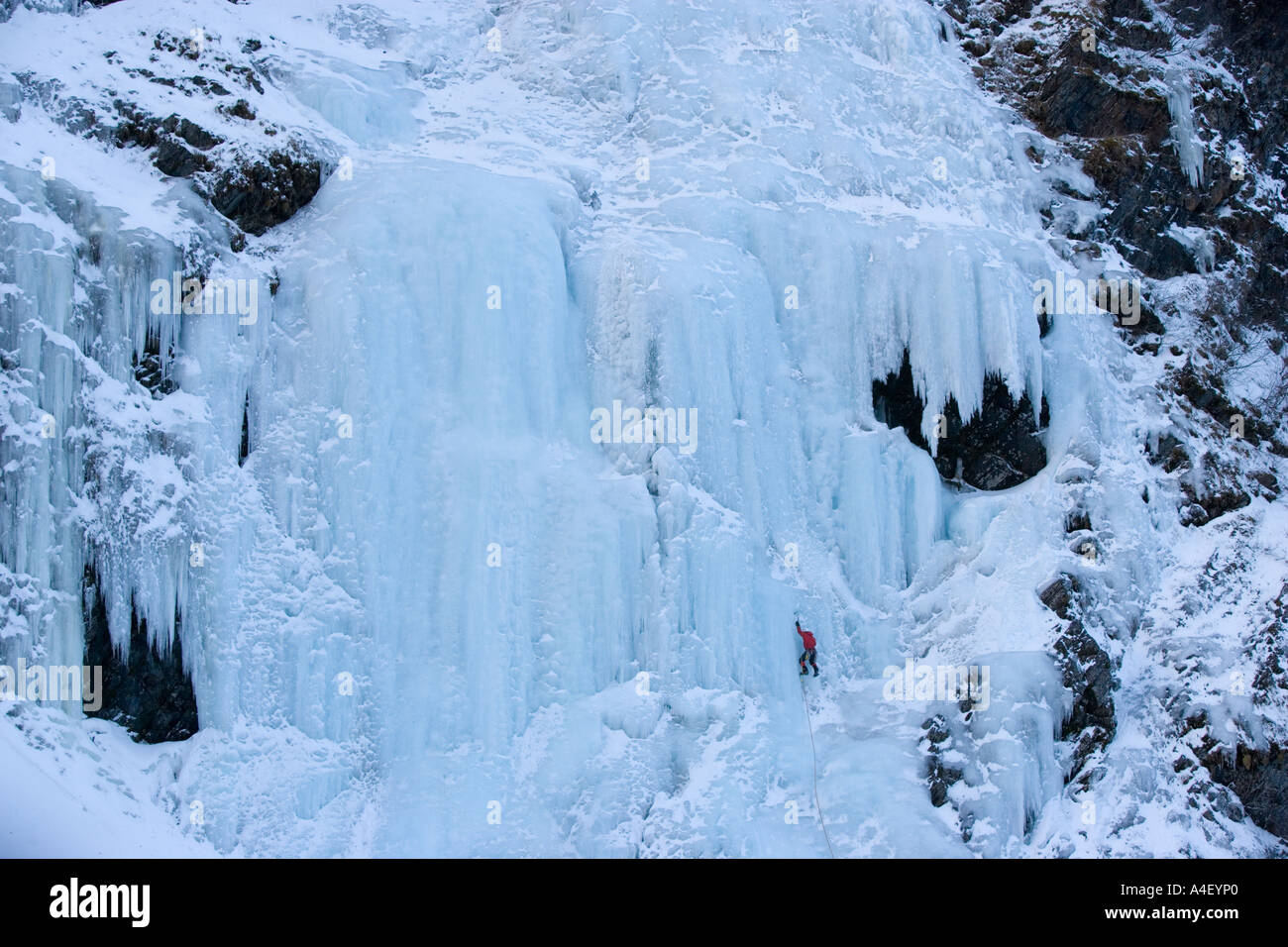 alaska near valdez keystone canyon and lowe river ice climbers on ...