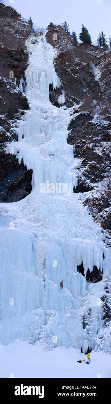 alaska near valdez keystone canyon and lowe river ice climbers on ...