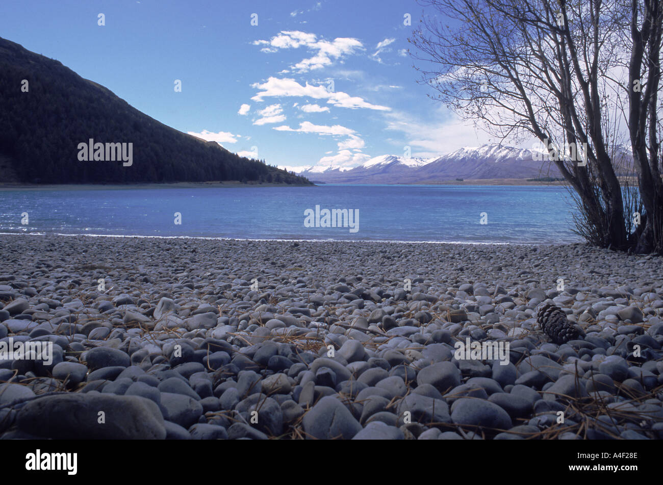 Pebbles on the shore of Lake Tekapo South Island New Zealand Stock ...