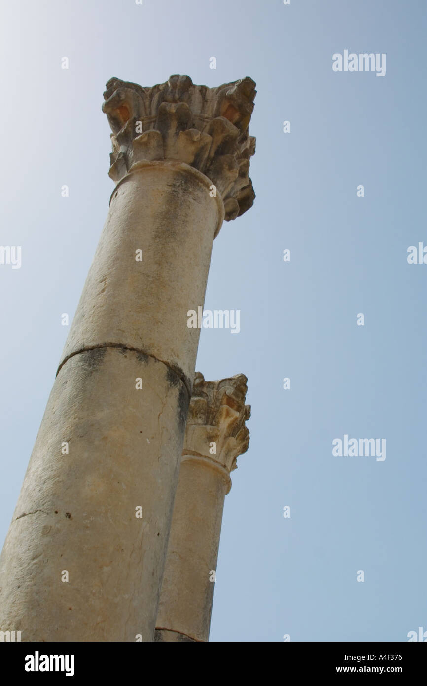 Roman pillars in Volubilis Morocco aka Oualili in Arabic Stock Photo ...