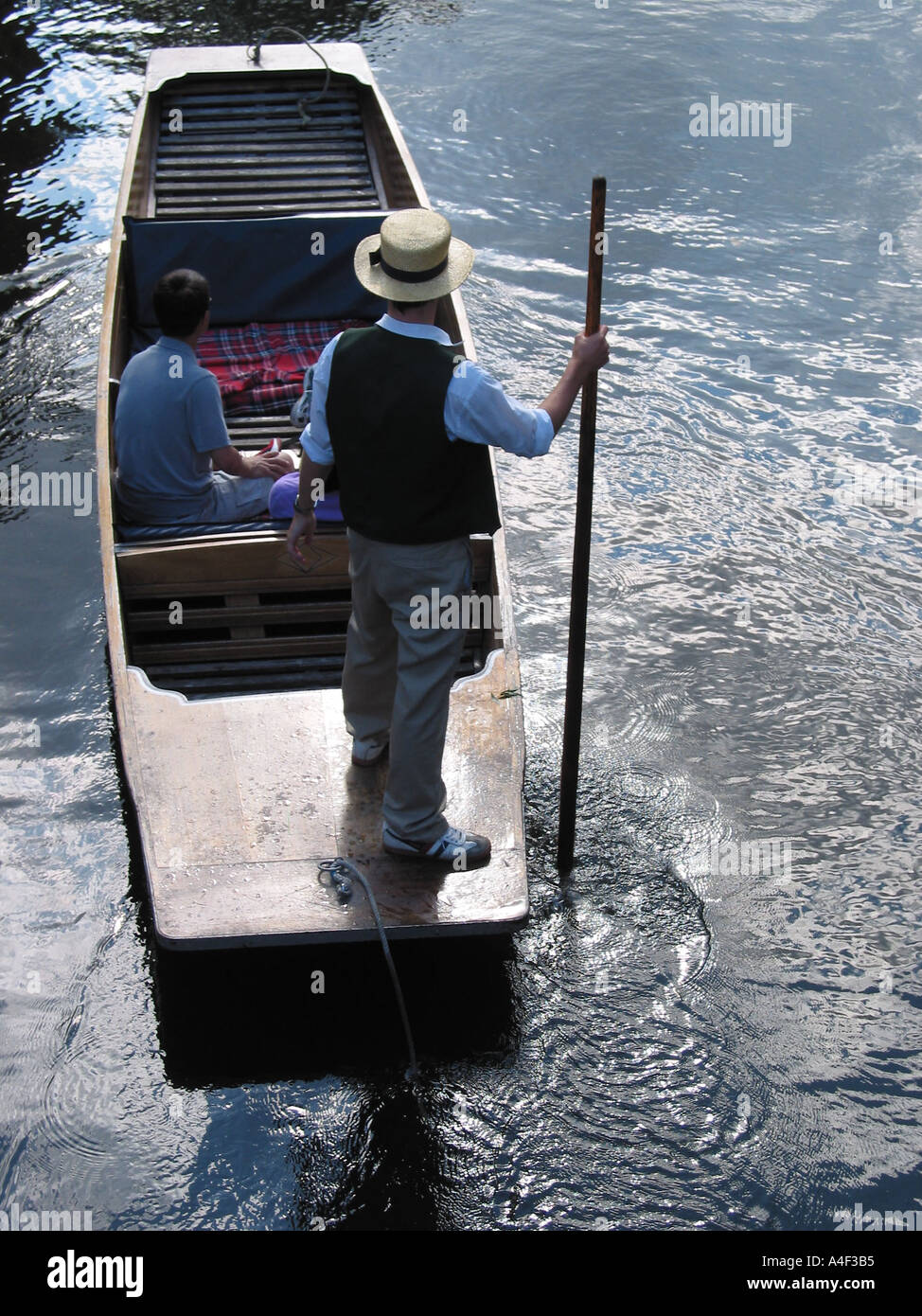 Traditional Punting River Cam Punter with typical Straw Boater and ...