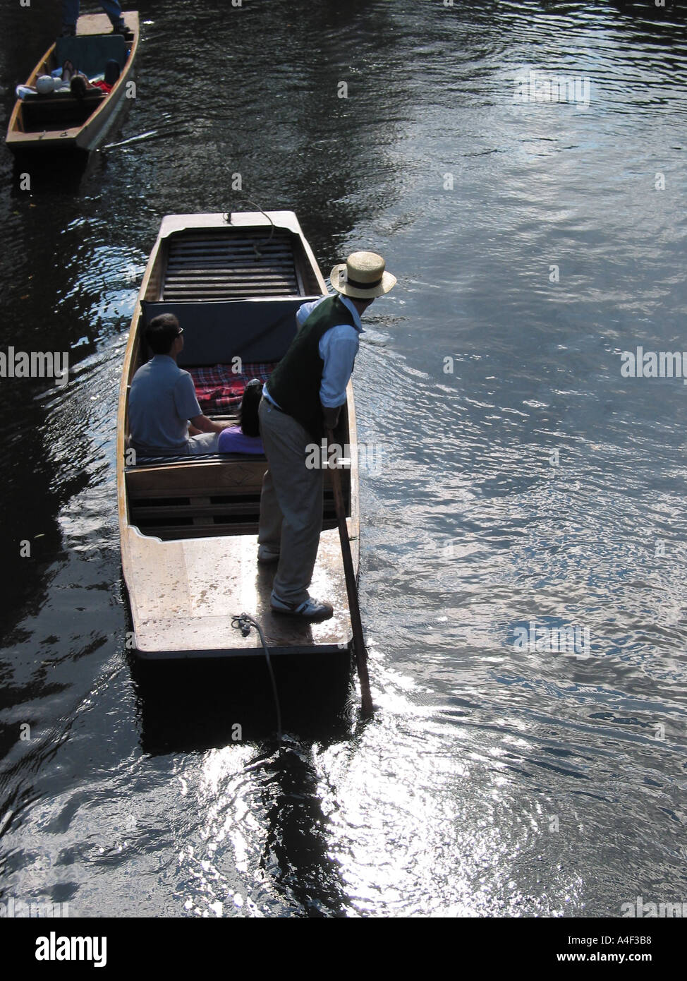 Traditional Punting River Cam Punter with typical Straw Boater and ...